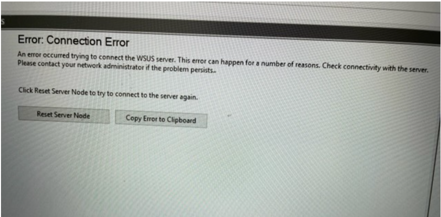 WSUS Error reset server node | Microsoft Community Hub