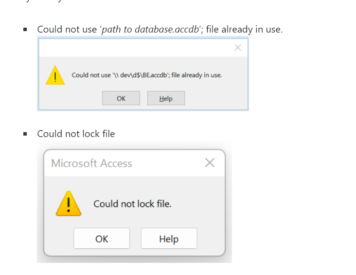MS access error could not lock file and file already in use | Microsoft Community Hub