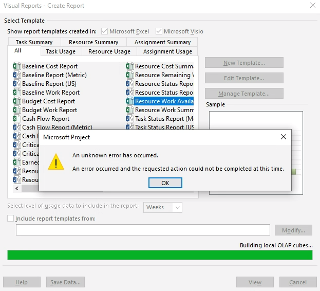 Problems with Microsoft Project office 365 Visual reports MSOLAP$cubes | Microsoft Community Hub