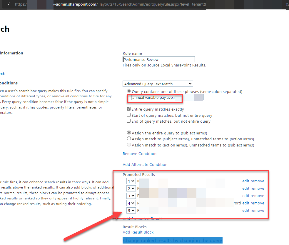 SPO Search Query Rules limited to three results | Microsoft Community Hub