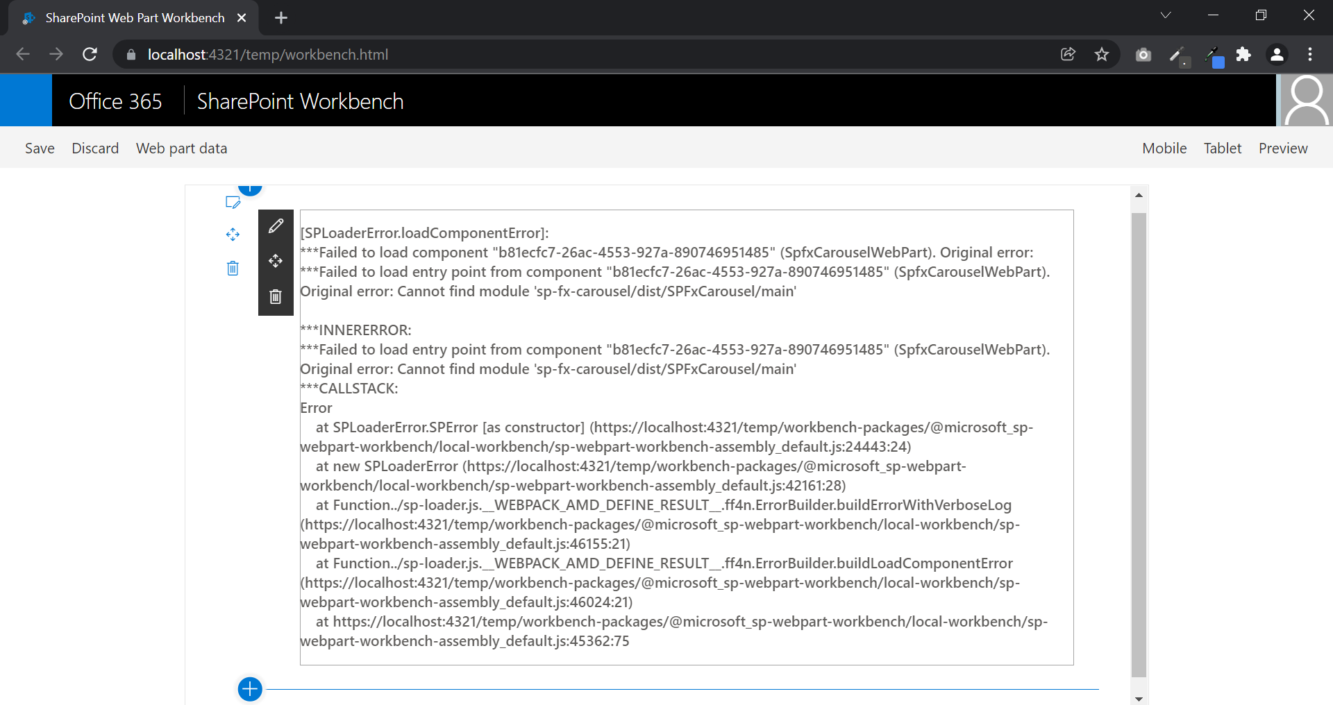 Get SPLoaderError.loadComponentError ***Failed to load component error while gulp serve ...