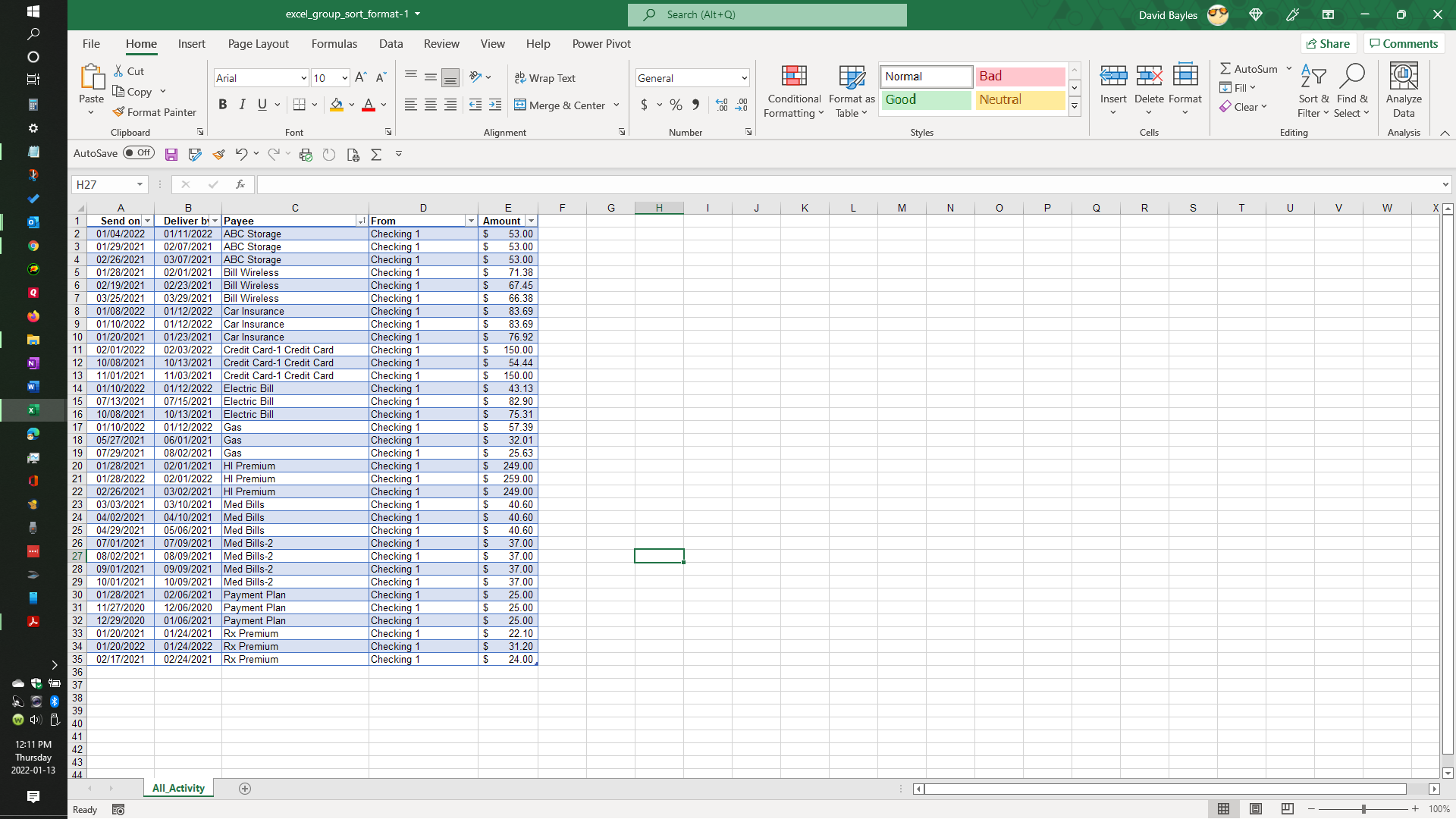 Can I Format The Rows Of Cells In A Data Table When The Value In One