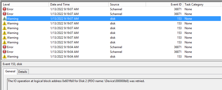 event ID 153 disk | Microsoft Community Hub