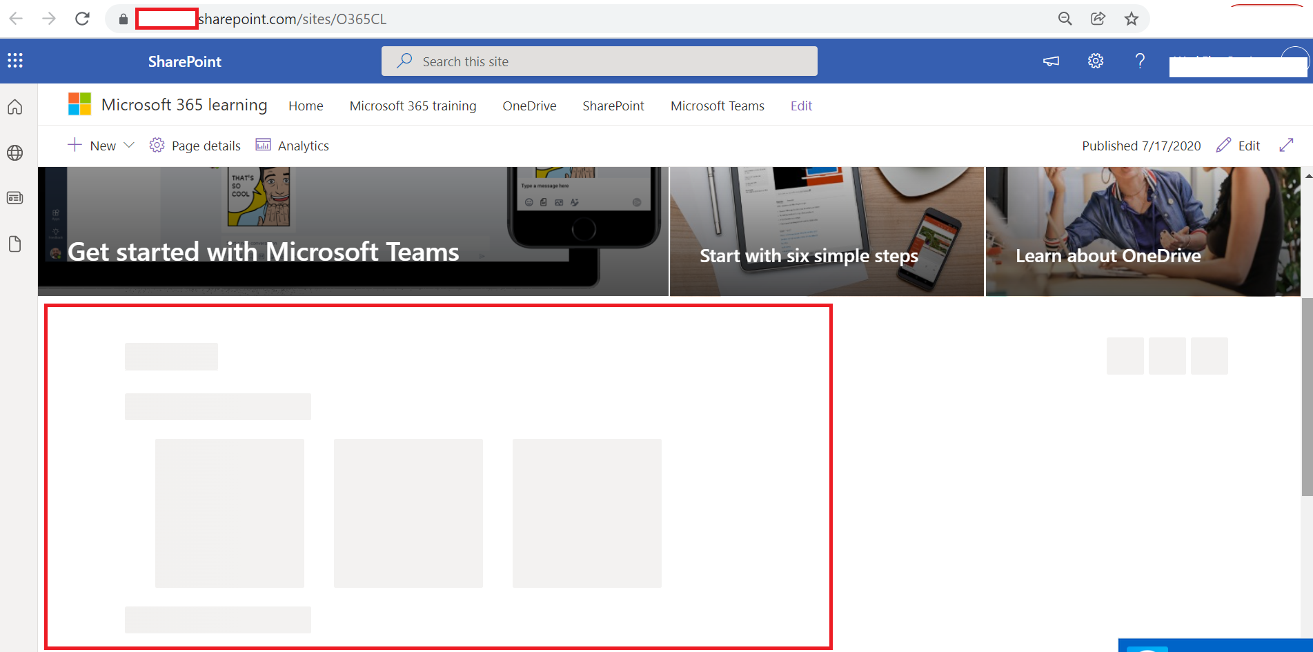 Microsoft 365 Learning SharePoint site's pages keep loading forever ...