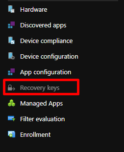 Recovery key options can't not see on Intune | Microsoft Community Hub