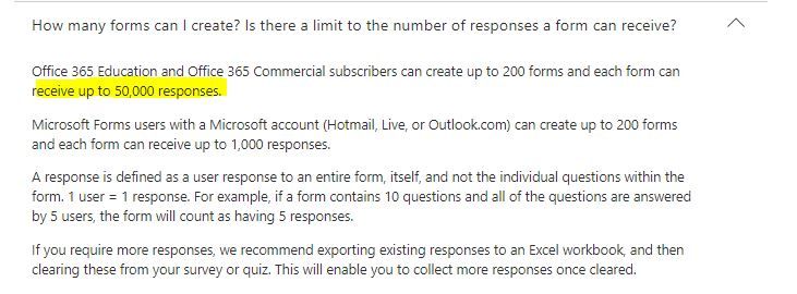 How to reset\clear Microsoft forms if it reached the 50,000 response ...