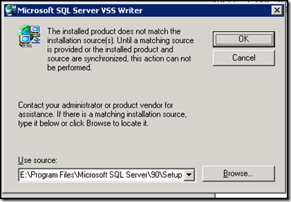 SQL Server Setup prompts with “The installed product does not match the ...