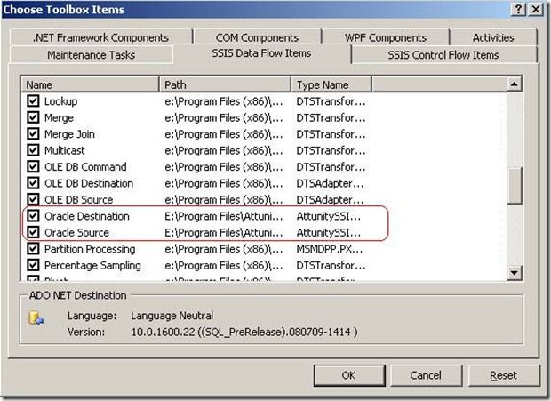Configuring Attunity Connector To Bulk Insert Data To Oracle Using Ssis