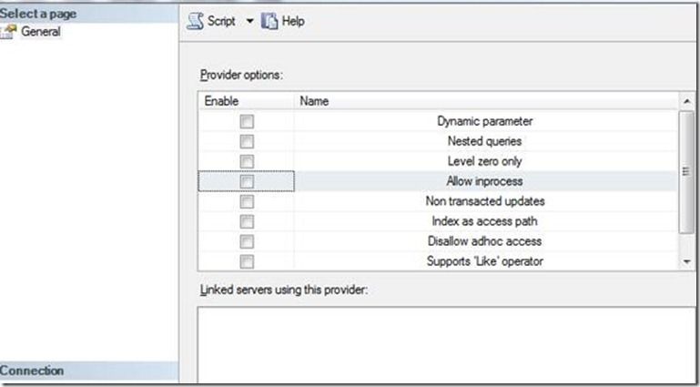 Permissions needed to set up linked server with out-of-process provider ...