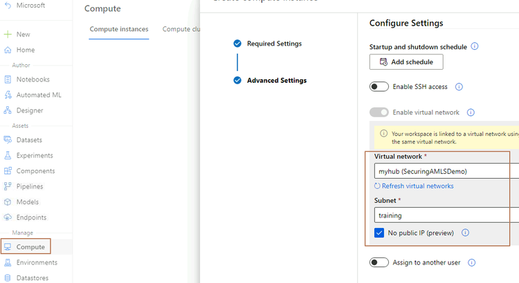 Secure Azure Machine Learning Service (AzureML) Environment | Microsoft Community Hub