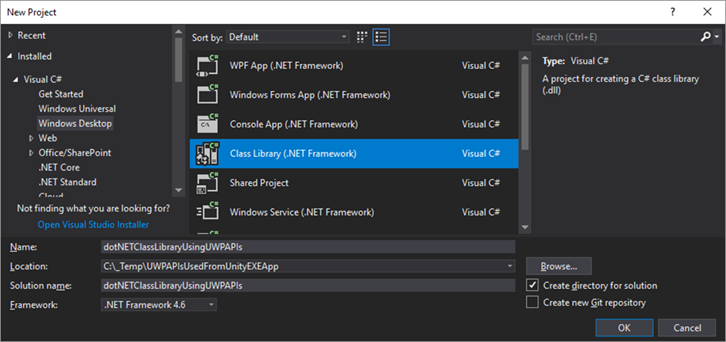 Using Windows Universal Runtime APIs from a standard Unity executable ...