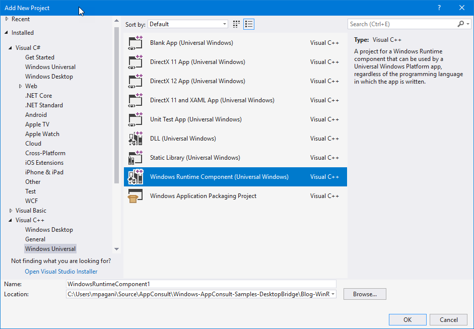 Using a Windows Runtime Component from a Win32 application | Microsoft ...