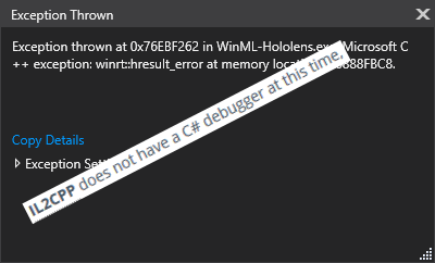 How to debug Unity projects with IL2CPP backends on the Hololens | Microsoft Community Hub
