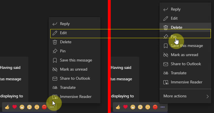 Message Options Menu Items Change Position after Opening Menu to Edit ...