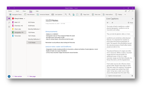 Inclusive and accessible updates with OneNote Live Captions and ...