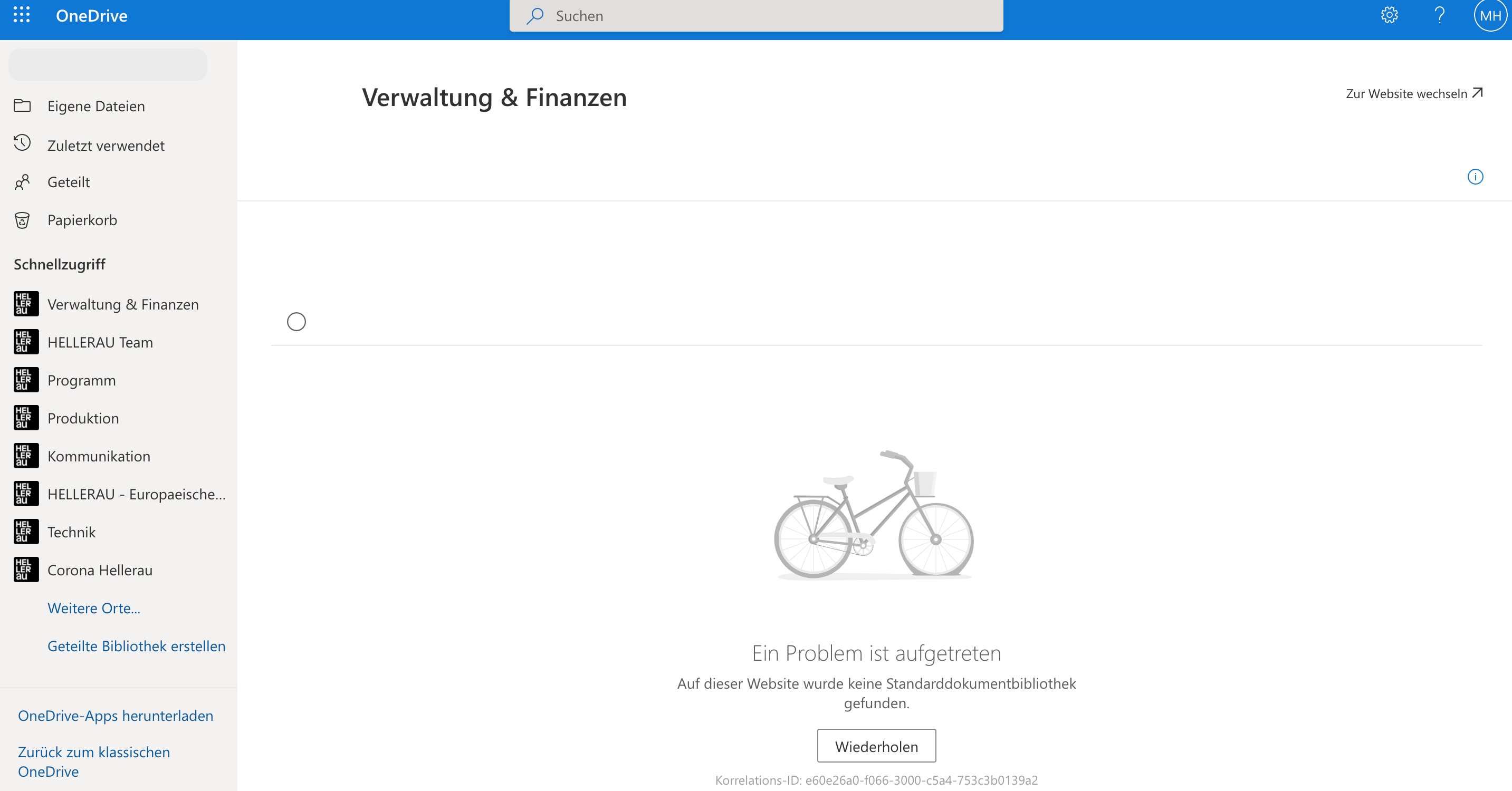 Problem in Quick Access SharePoint Sites - default library not found ...