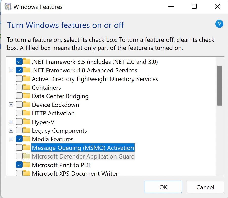Unable to install MSMQ | Microsoft Community Hub