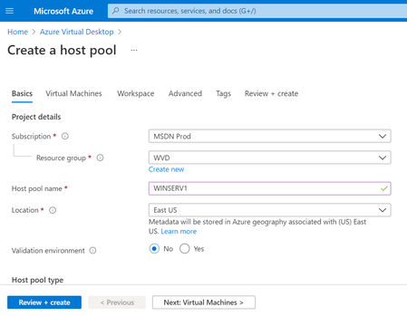Running Windows Server based Azure Virtual Desktop Host VMs