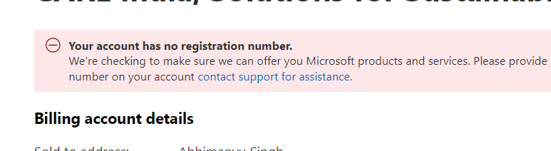 Your account has no registration number | Microsoft Community Hub