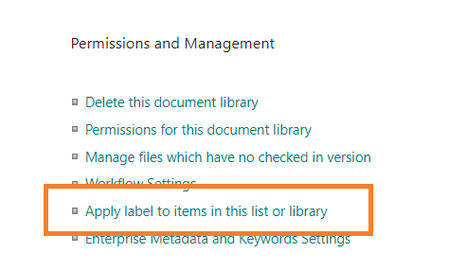 'Apply label to items in this list or library' - Not showing in ...