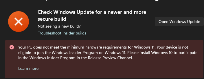 I can't update my windows 11 insider preview build | Microsoft Community Hub