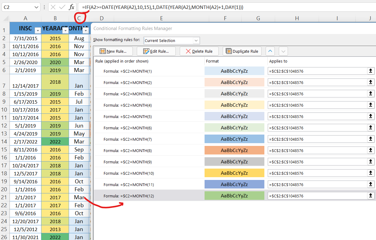 Multiple Conditional Formatting Based On Month Microsoft Community Hub