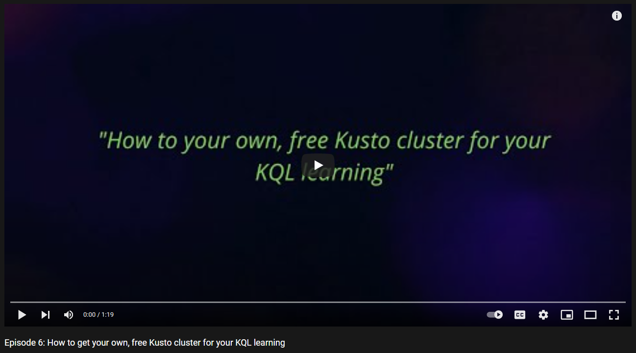 New Blog Post | Episode 6: How to get your own, free Kusto cluster for ...