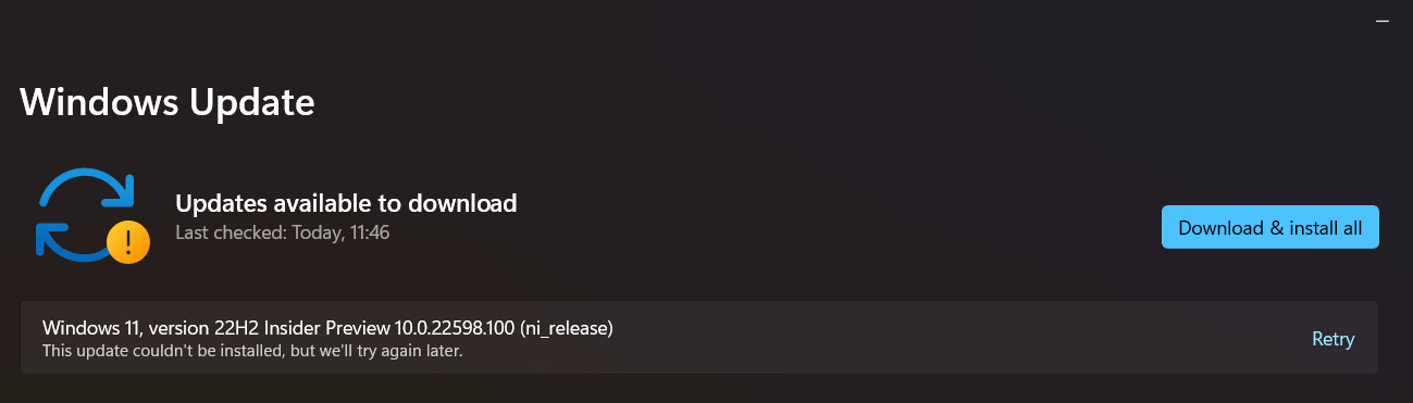 NOT ABLE TO INSTALL Windows 11, version 22H2 Insider Preview 10.0.22598 ...