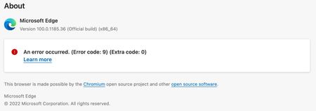 An error occurred. (Error code: 9) (Extra code: 0) | Microsoft ...