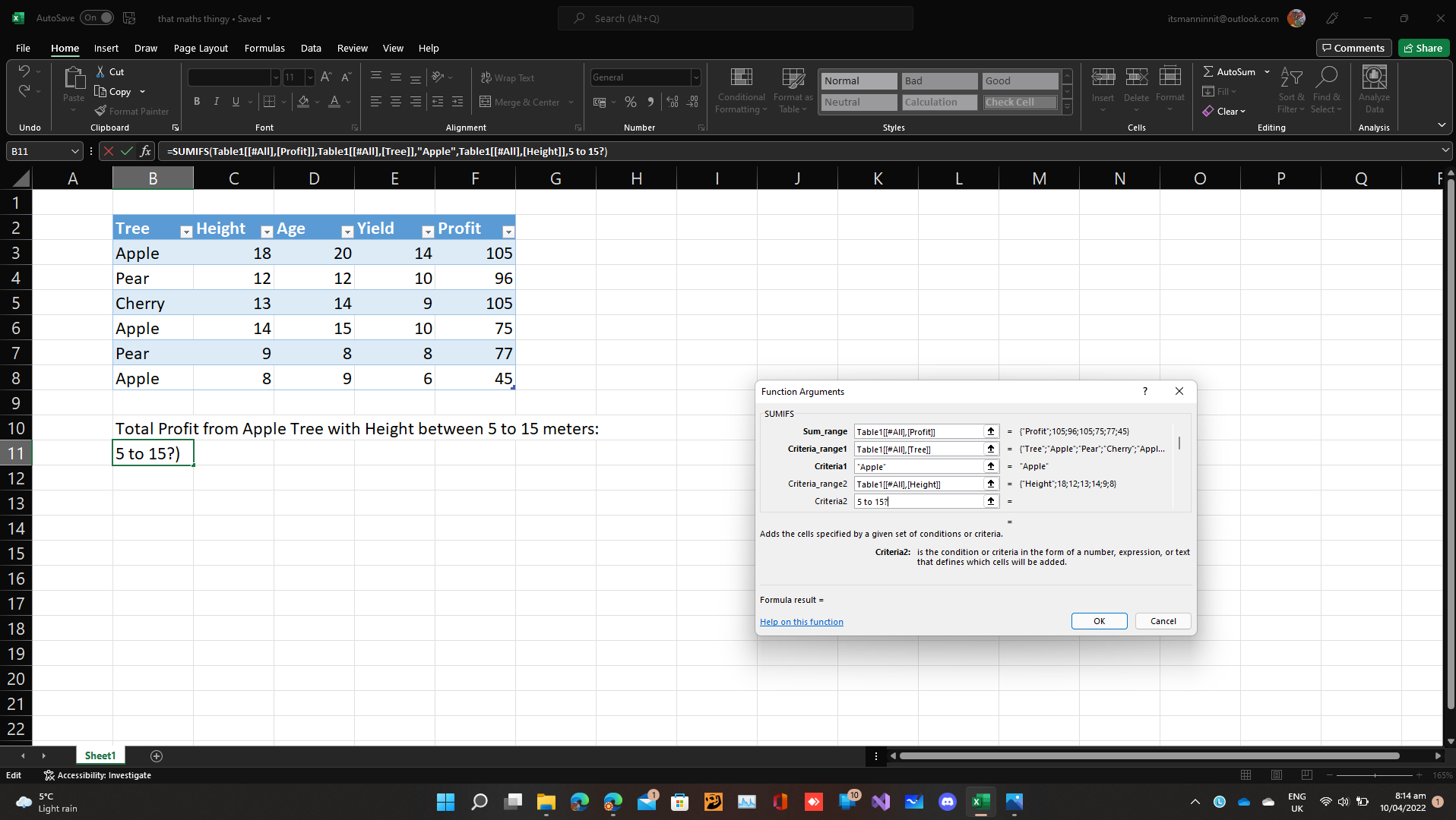 SUMIFS | Microsoft Community Hub