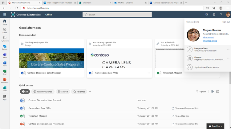 Announcing account switching for Microsoft 365 web apps | Microsoft ...