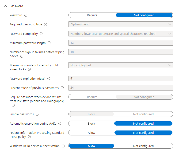Password complexity hitting Windows Hello Pin | Microsoft Community Hub