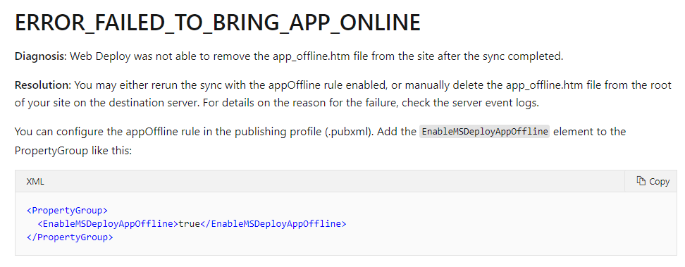 Visual Studio Team Services: Azure Web App Deployment failure - ERROR_FILE_IN_USE | Microsoft ...