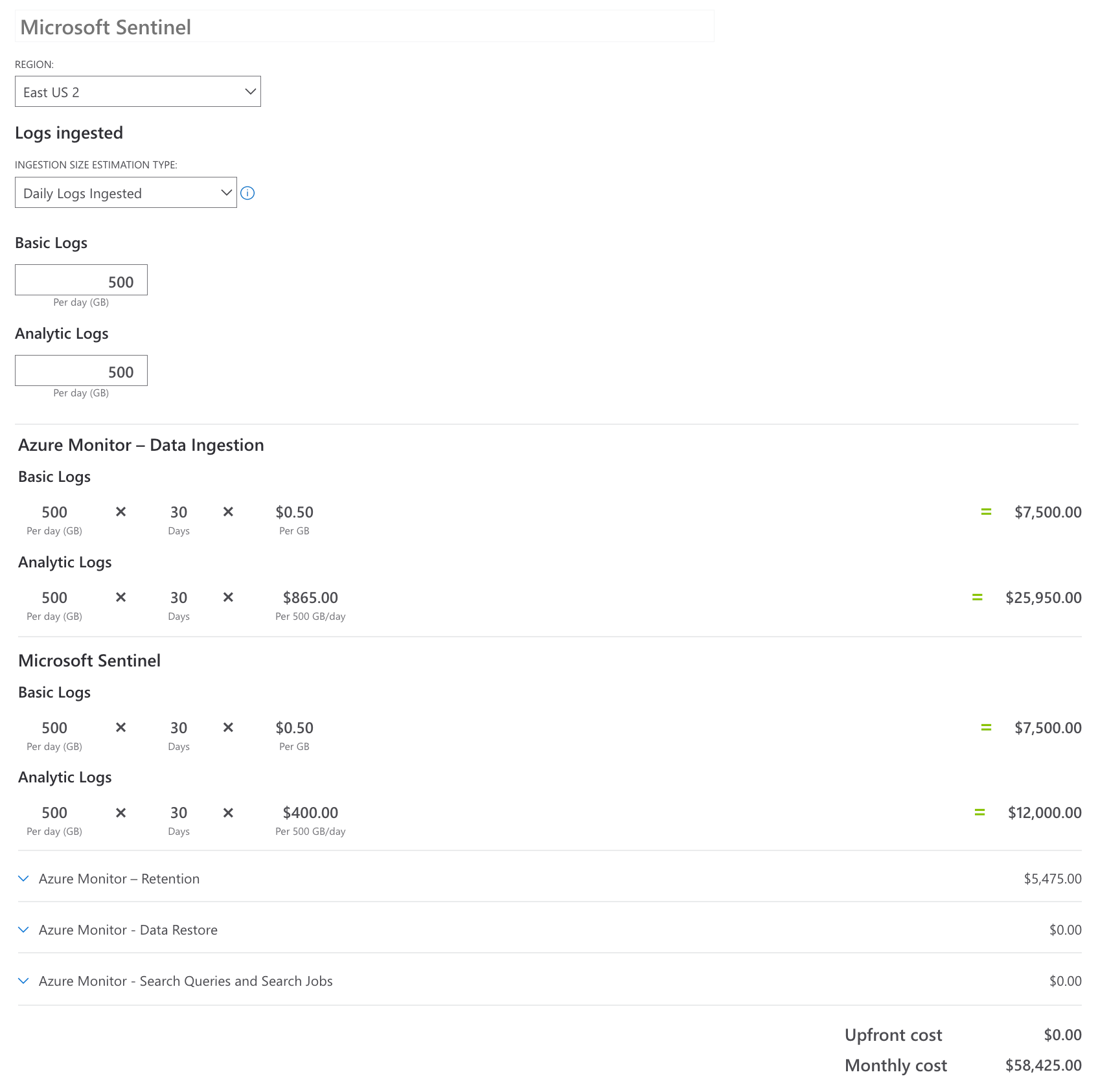 Sentinel cost per month for 500GB per day - questions | Microsoft ...