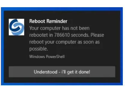notify the user to reboot device by Intune | Microsoft Community Hub