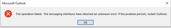 The messaging Interfaces have returned an unknown error. | Microsoft ...