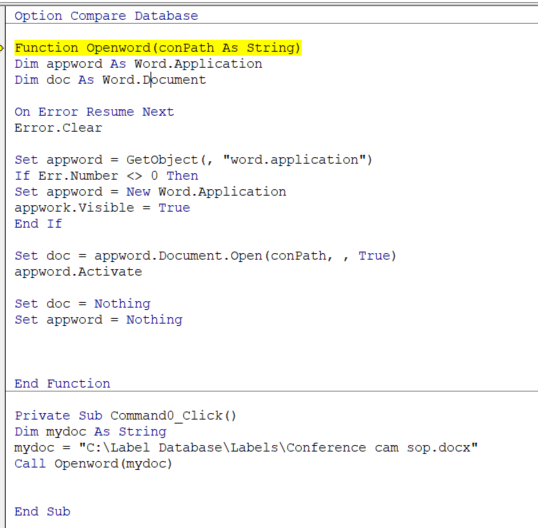 Use Access as a database to open microsoft word documents | Microsoft Community Hub