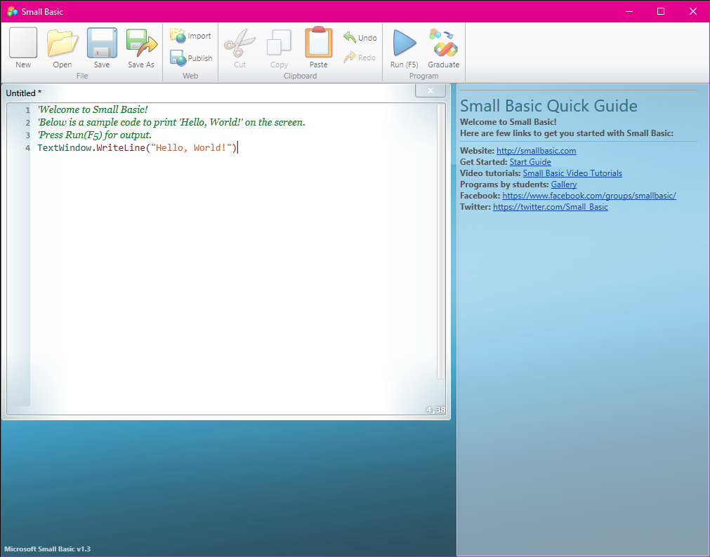 Small Basic 1.3 (for Microsoft Store) available now! | Microsoft ...