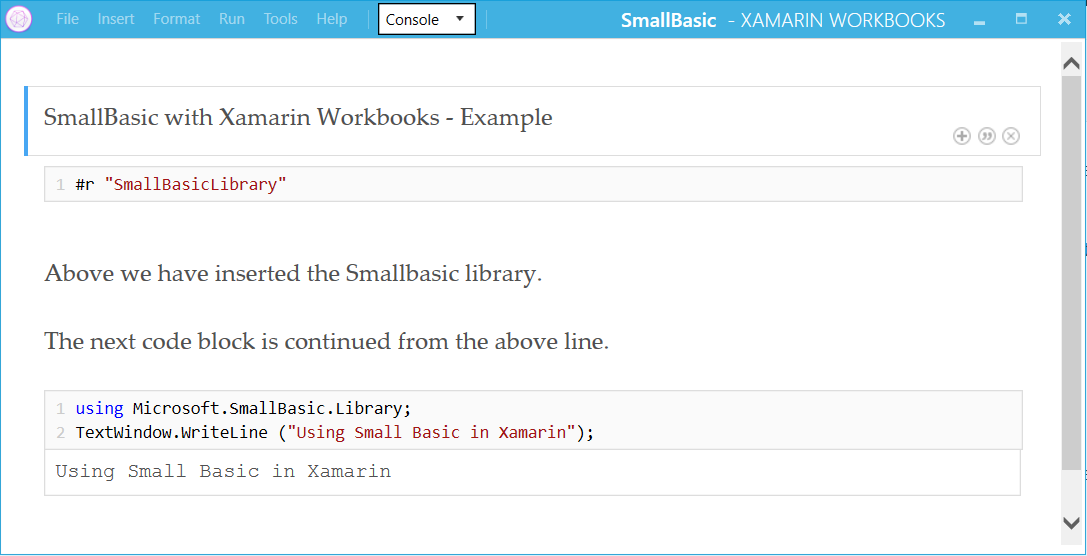Small Basic with Xamarin Workbooks | Microsoft Community Hub