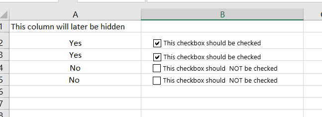 Checkboxes checked based on nearby cell value | Microsoft Community Hub