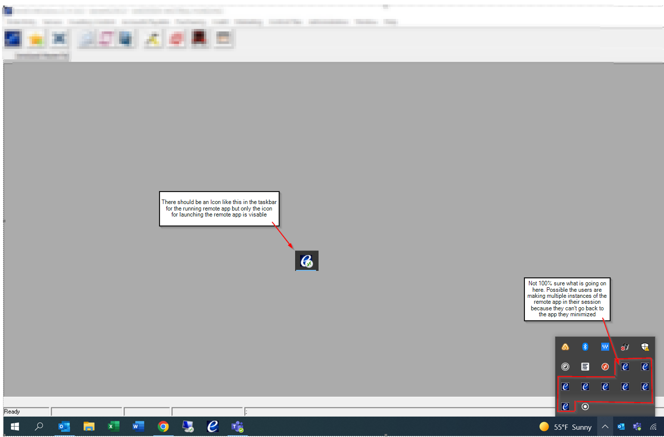 AVD Remote App Running instance not displaying in taskbar after Client ...