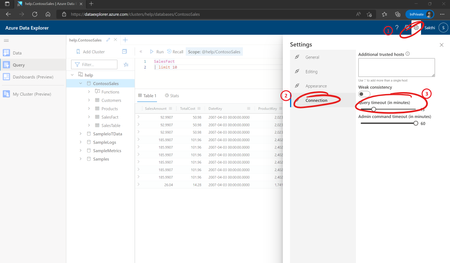 Adjust query timeout in Azure Data Explorer client tools/interfaces ...