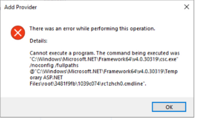 IIS Server Error cannot execute the command while adding new Role Provider - Sharepoint 2019 ...