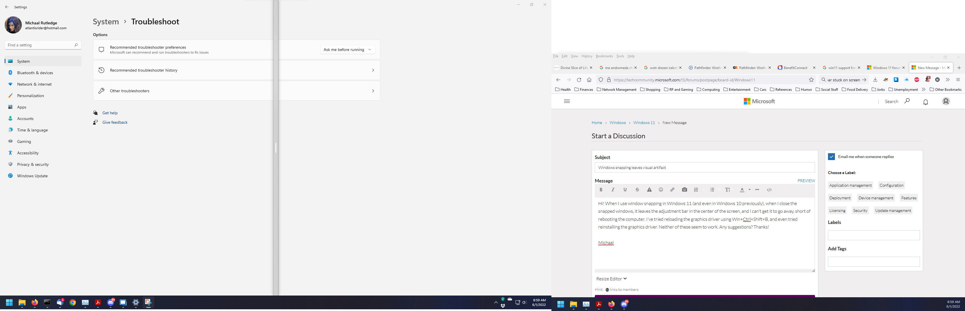 Windows snapping leaves visual artifact | Microsoft Community Hub