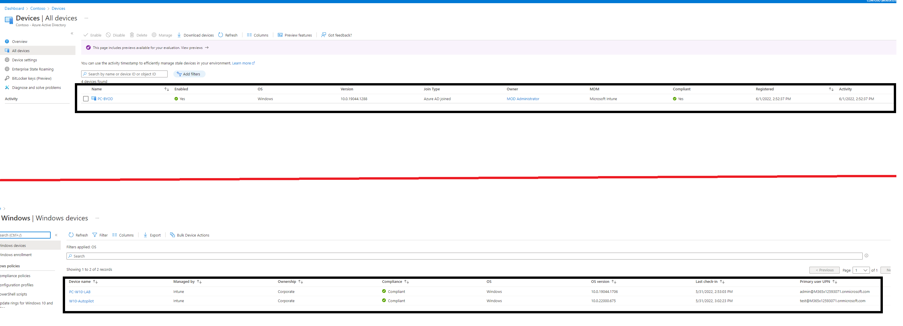 can't see the device in the intune portal , i can see it in the azure ...