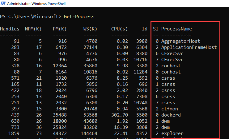 How to identify processes running inside a Windows container from the ...