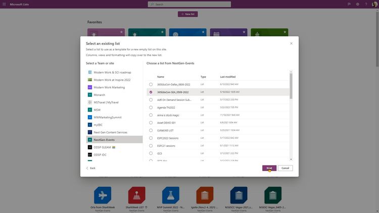 Working with templates in Microsoft Lists