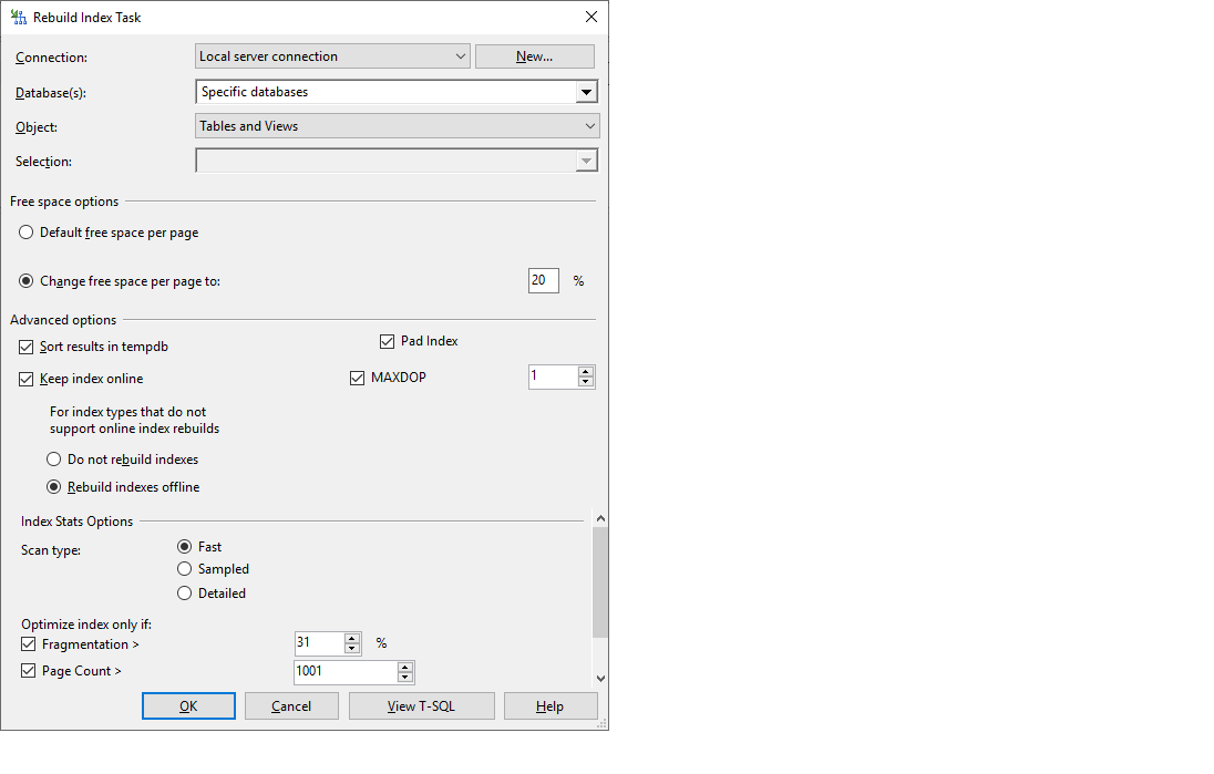 sql server rebuild index task problem | Microsoft Community Hub