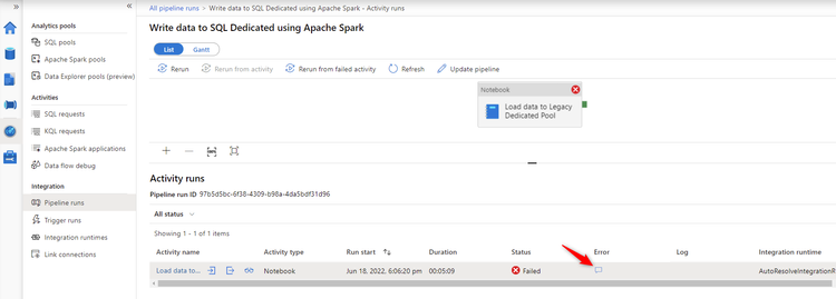Writing Data Using Azure Synapse Dedicated Sql Pool Connector For