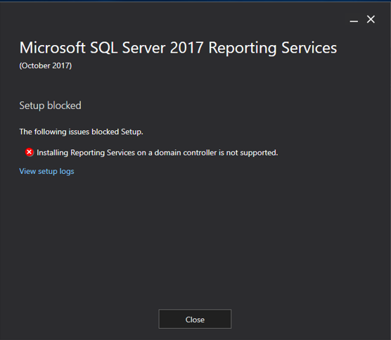 SQL server reporting services 2017 not able to install in windows ...